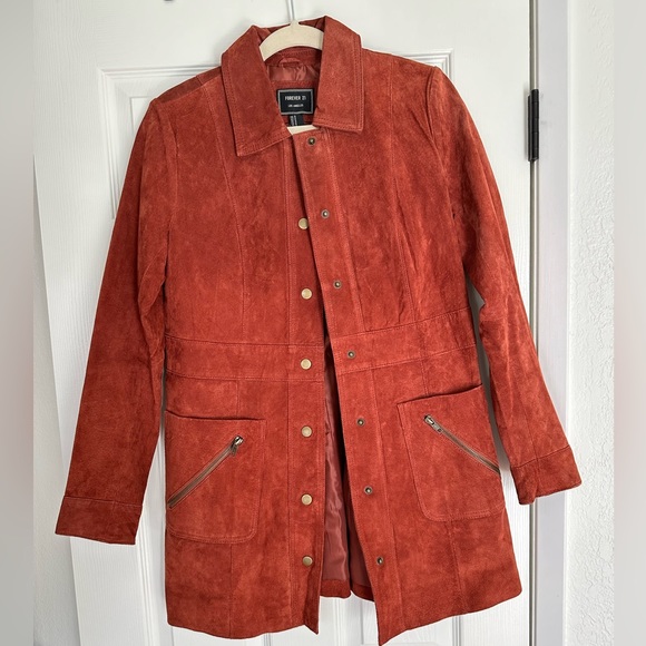 Forever 21 | Jackets & Coats | Rust Colored Suede Jacket With Vintage ...
